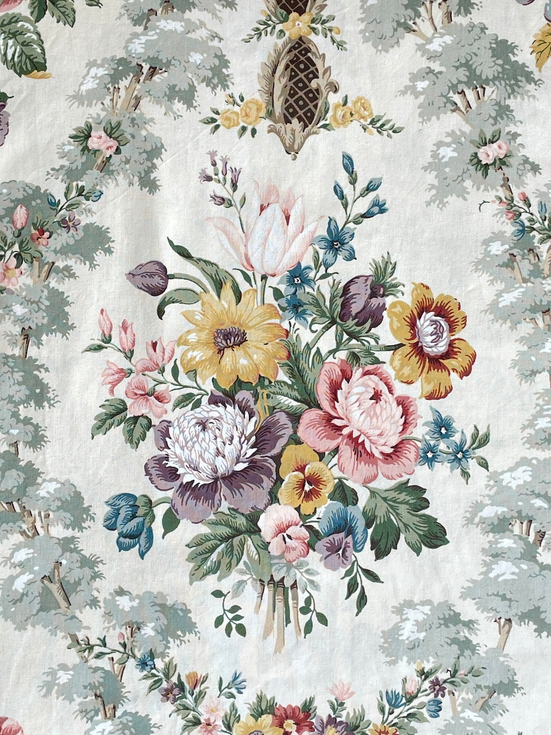 Vintage Sanderson Floral Cotton Fabric. Chatsworth. Interiors Fabric ...