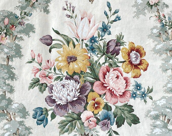 Vintage Sanderson Floral Cotton Fabric. Chatsworth. Interiors Fabric ...