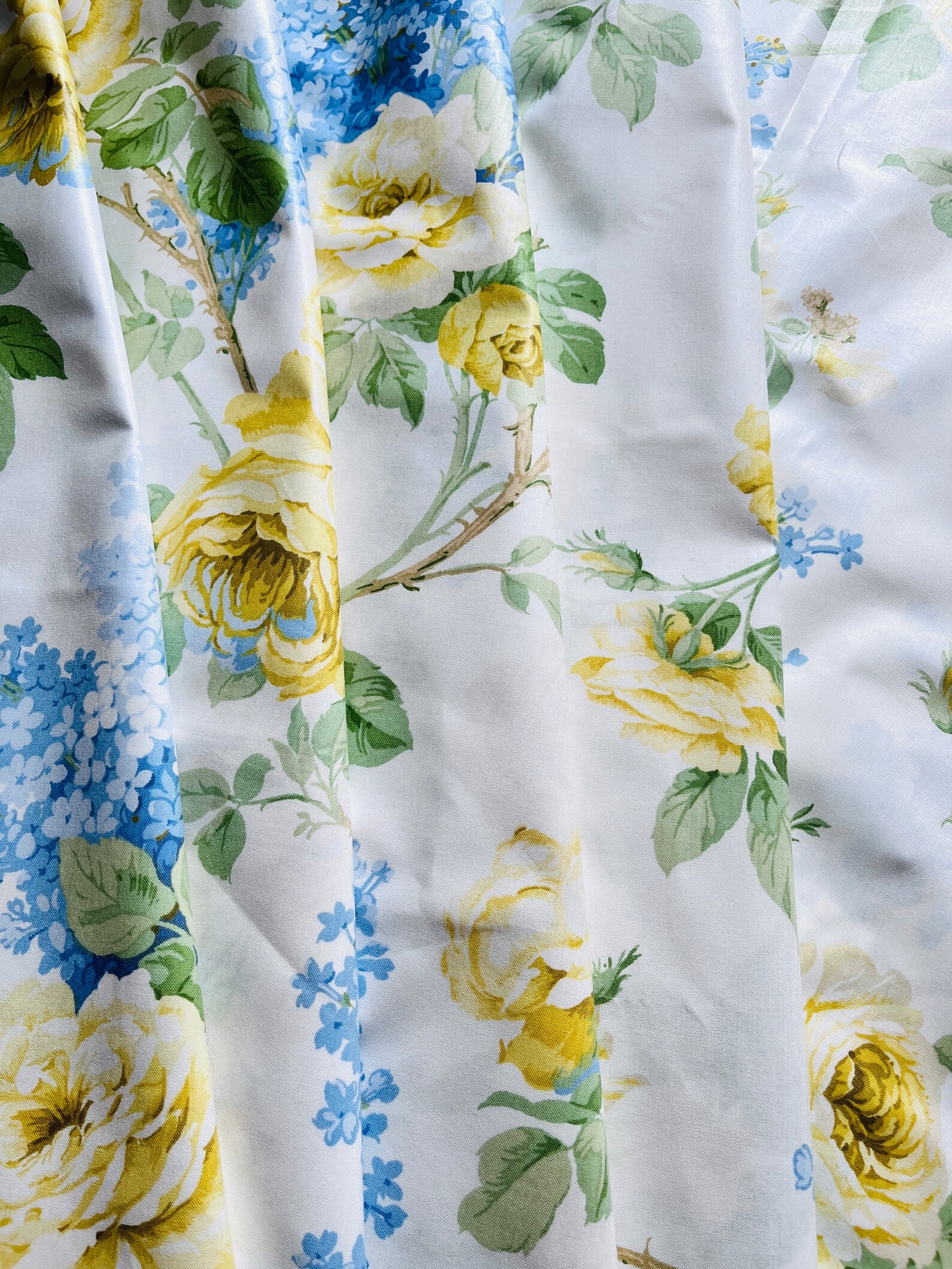 1980’s Sanderson Floral ‘sorilla’ Cotton Fabric. Yellow Roses and Lilac ...