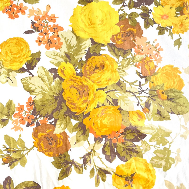 Yellow Rose Fabric - Etsy