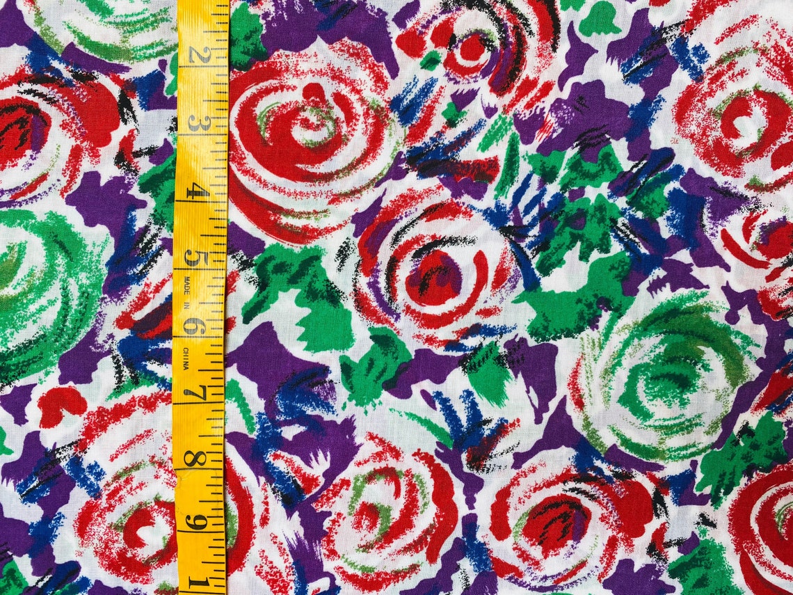 1980’s Floral Cotton Dressmaking Fabric. Sewing Projects. Yardage - Etsy