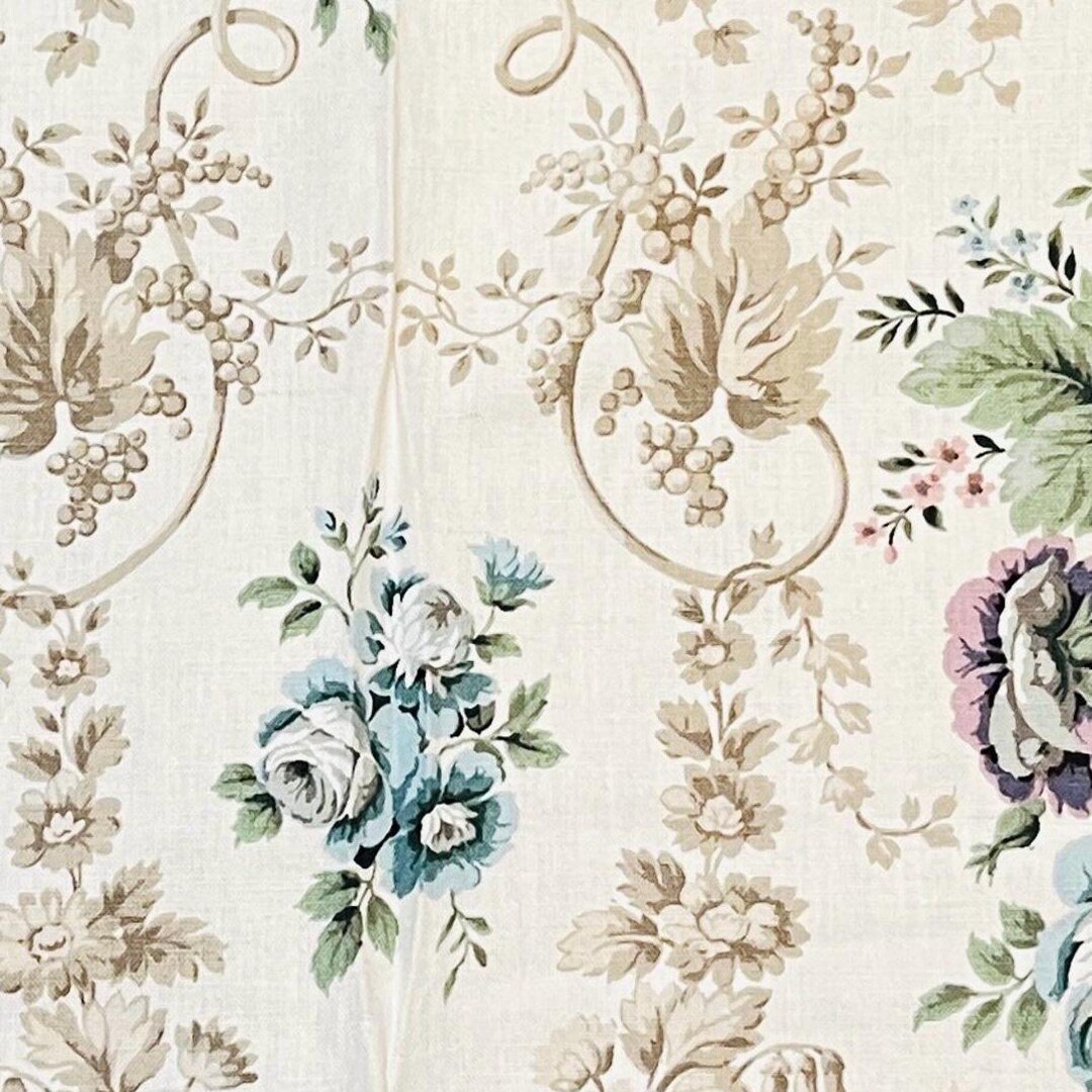 1950s Sanderson Floral Linen Fabric: Malwood Rose Print - Etsy