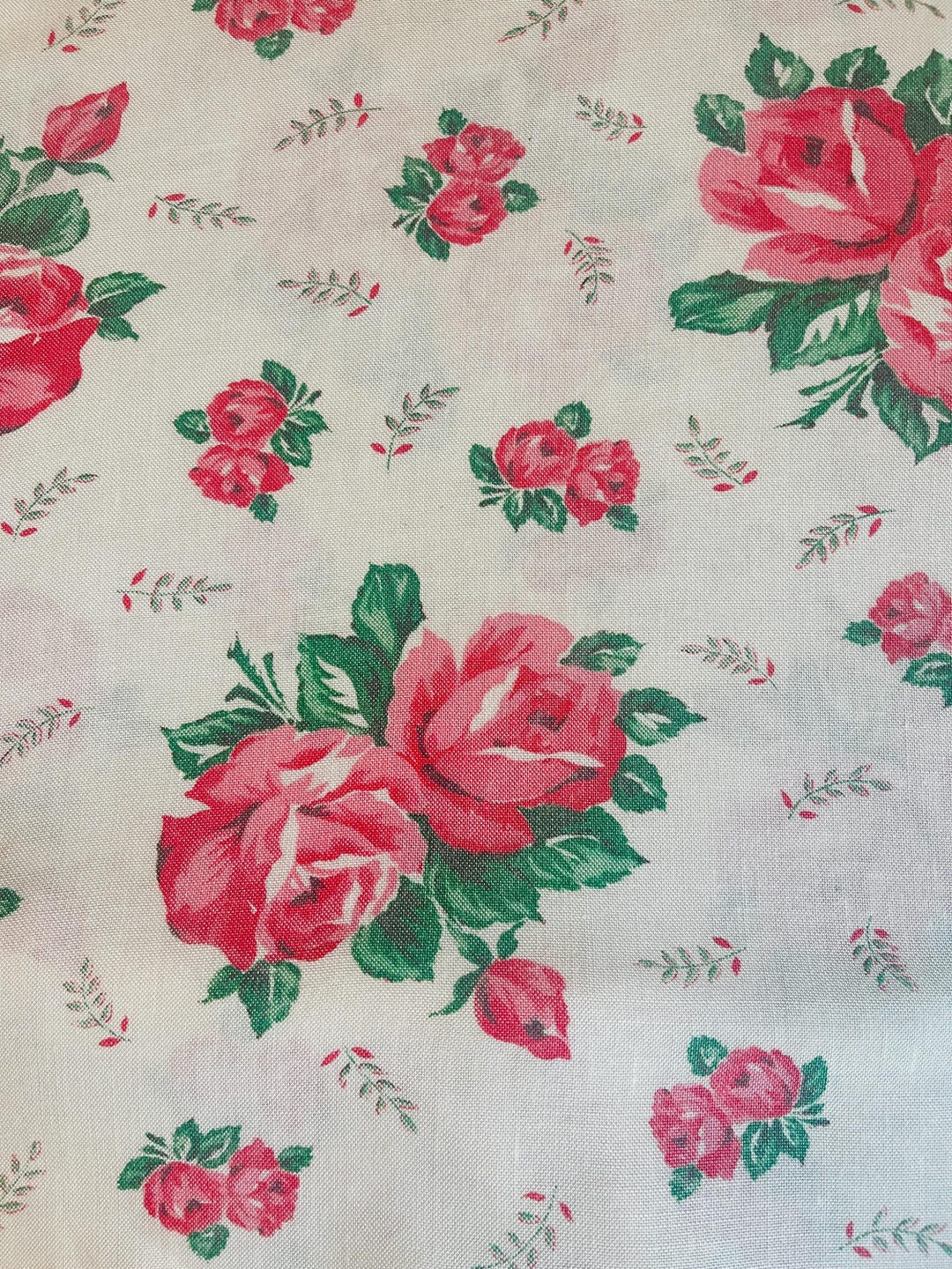 1950’s Pink Roses Cotton Wool Fabric. Yardage. Sewing Projects ...