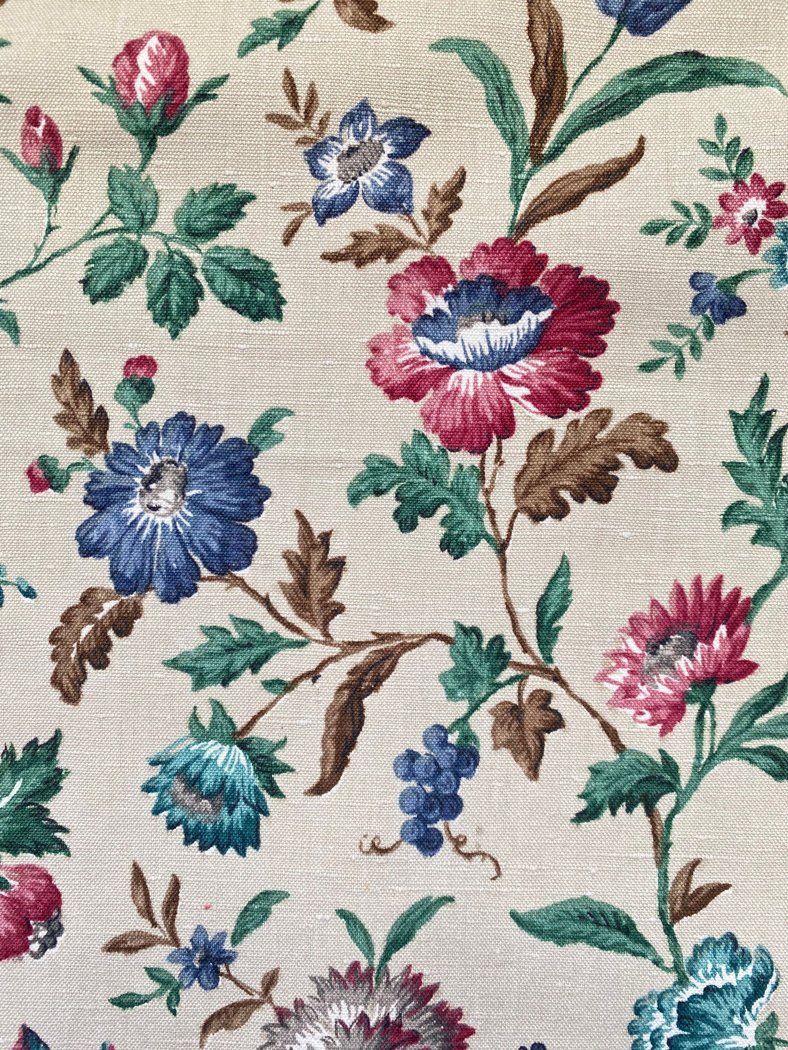 1940s Sanderson Linen Floral Fabric. Interiors Curtains | Etsy