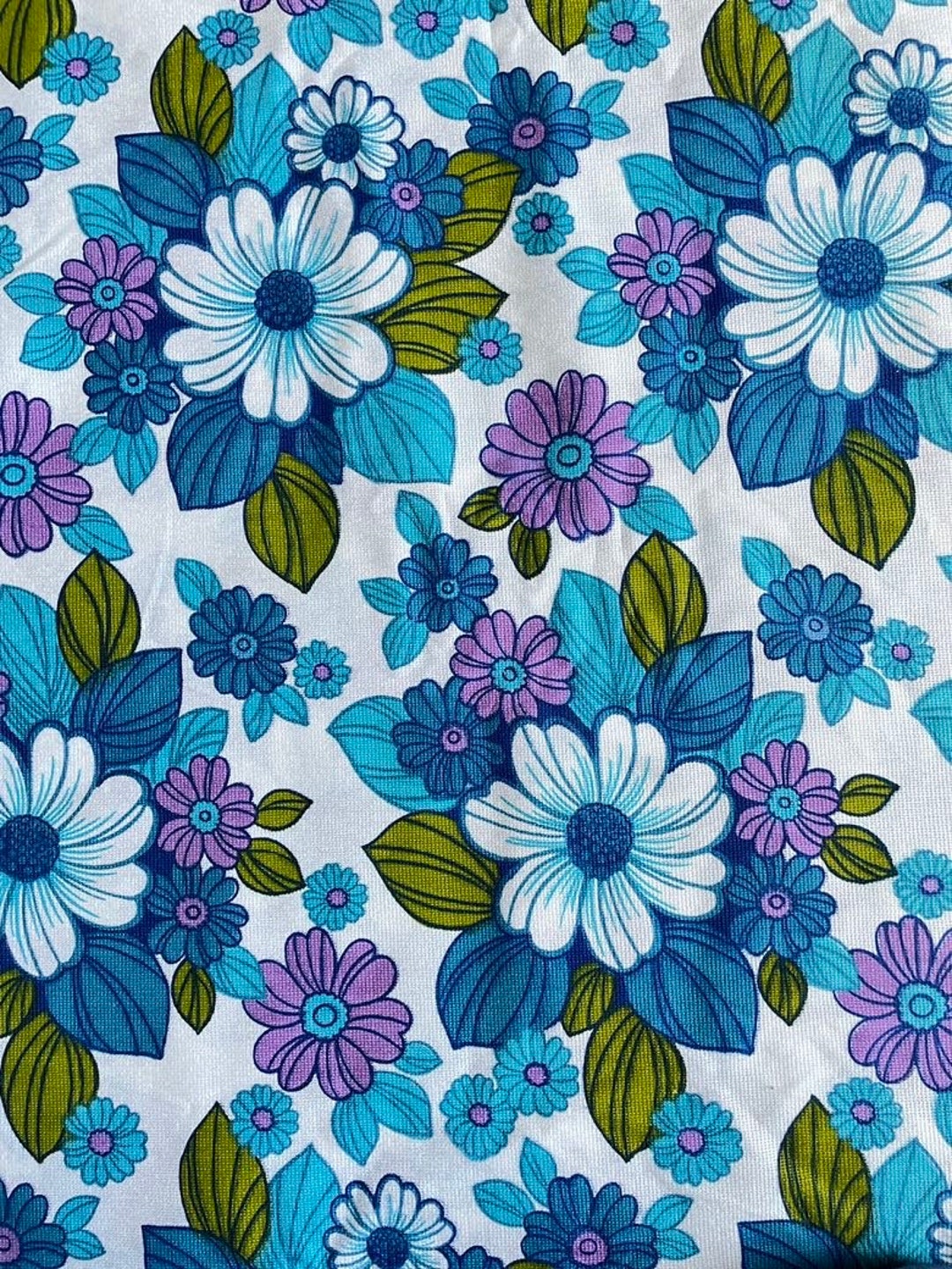 1970’s Floral Man Made Interiors Fabric. Pop Art Floral, Curtains ...