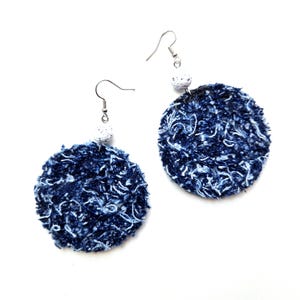 Denim Earrings,fabric Earrings, Blue Earrings, Jeans Earrings,big ...