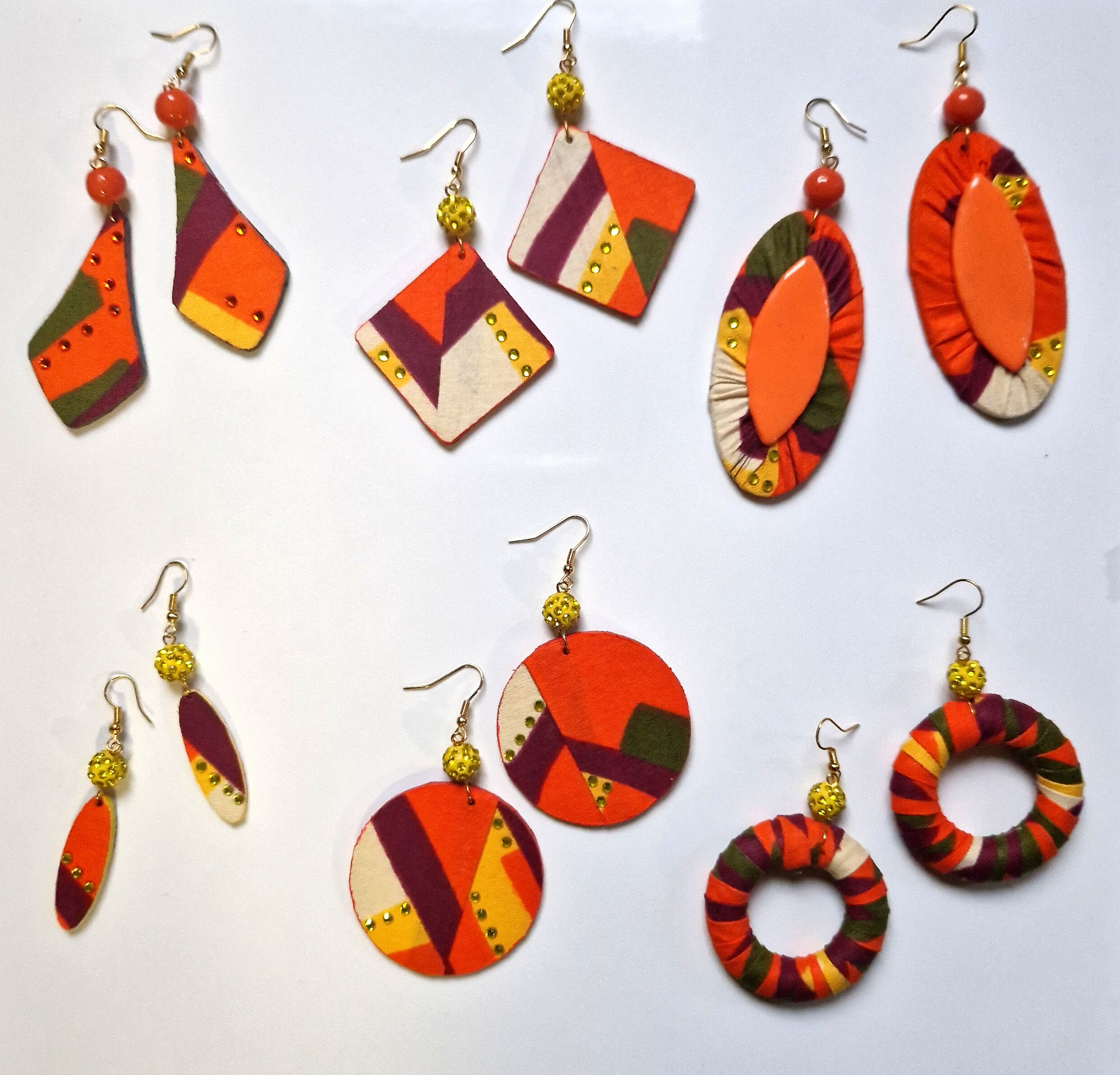 Orange Ankara Earrings, Hoop Earrings,fabric Earrings, African Earrings ...
