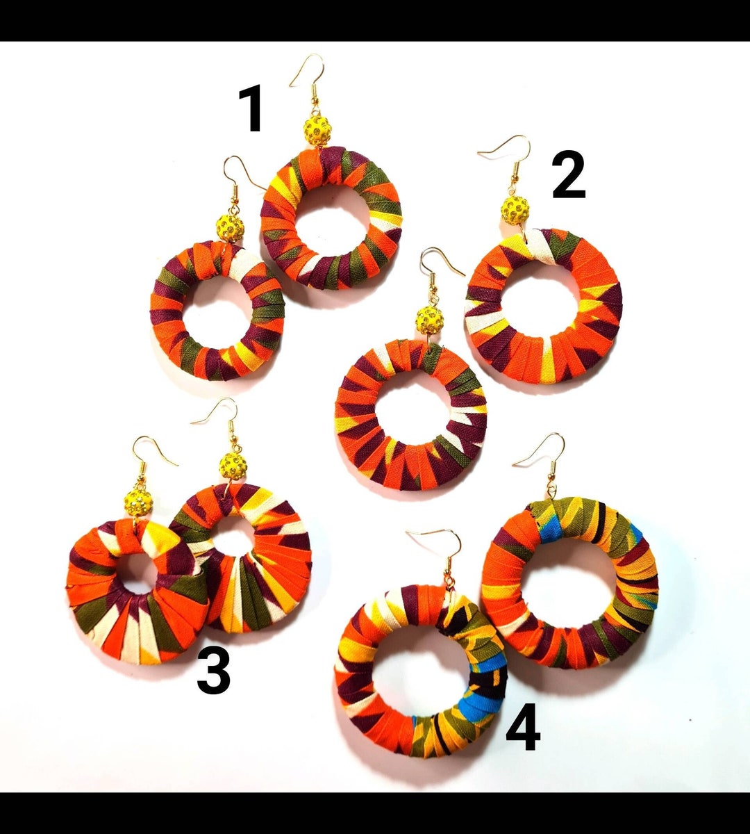 Orange Ankara Earrings, Hoop Earrings,fabric Earrings, African Earrings ...