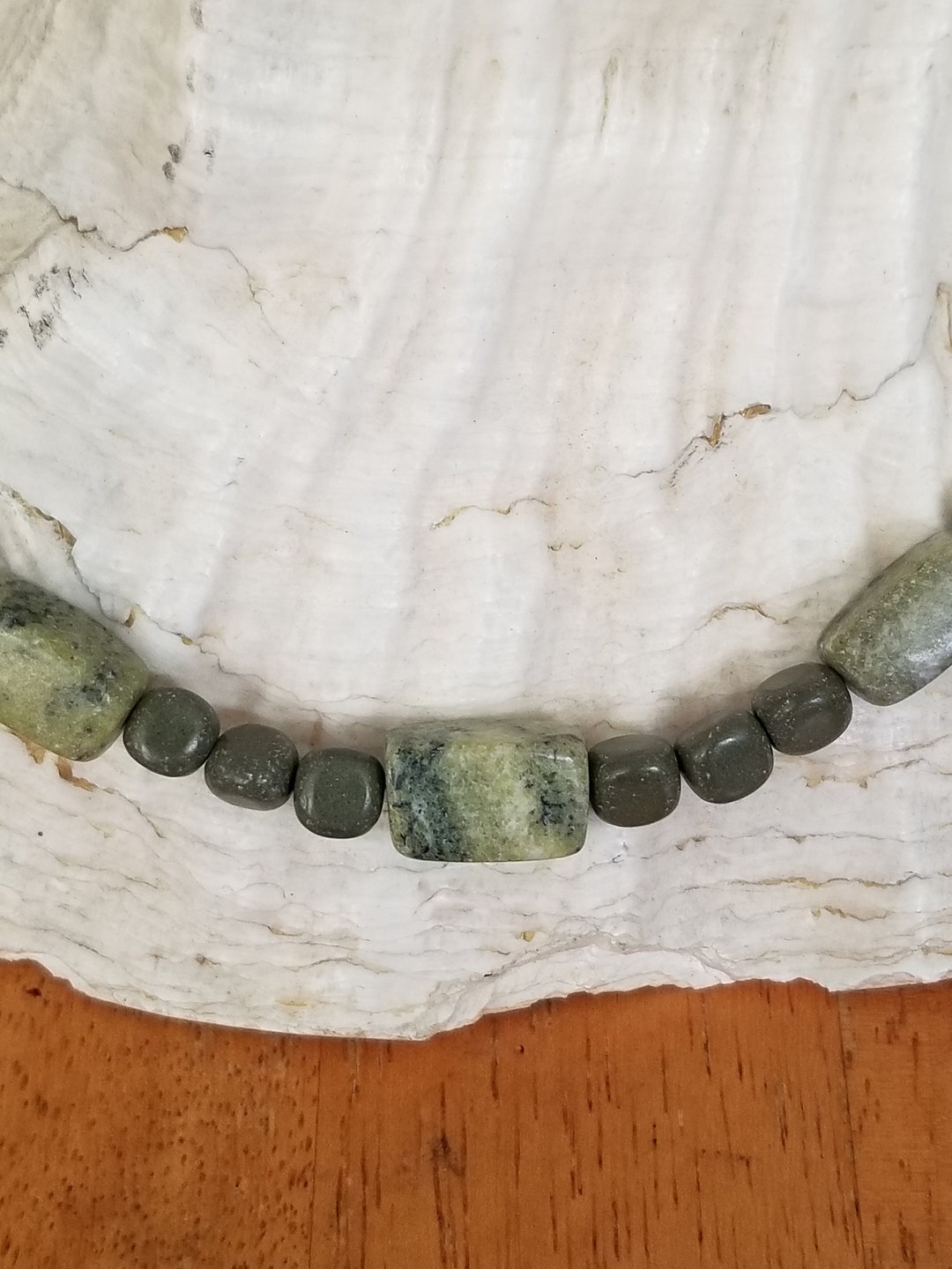 2 Tone SERPENTINE Chunk and Pebble Necklace Intention - Etsy