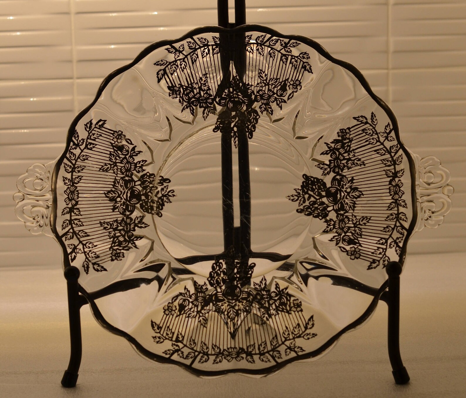 Vintage Sterling Silver Overlay Crystal Plate for Serving or Display ...