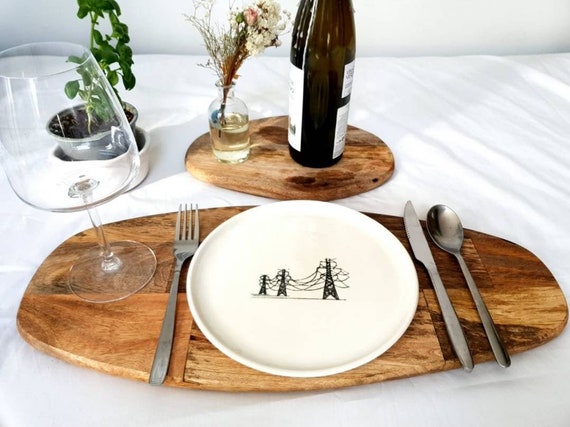 Handmade ceramic dinner plate with urban industrial image of ...
