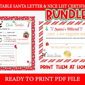 Letter to Santa, Santa Letter, Letter From Santa, Nice List Certificate ...