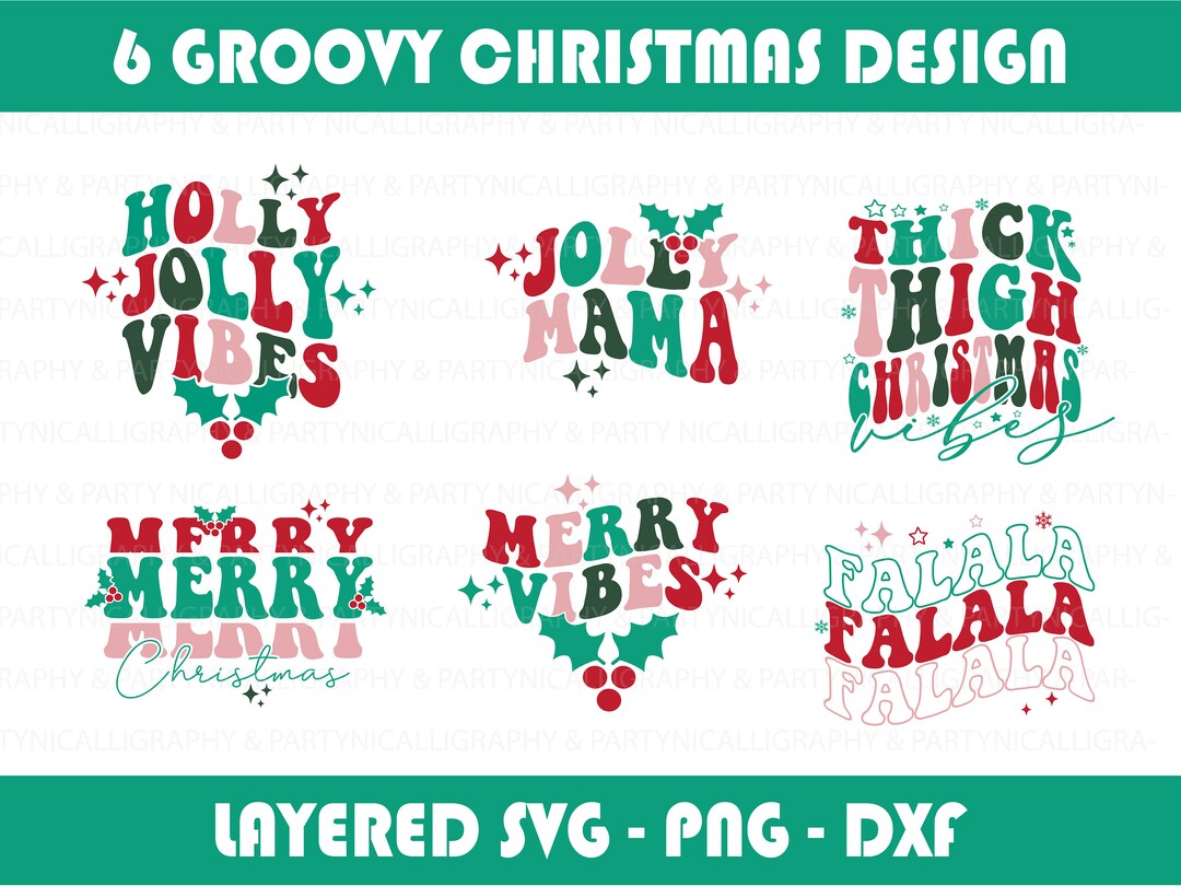 Groovy Christmas SVG, Retro Christmas SVG, Christmas PNG, Retro ...