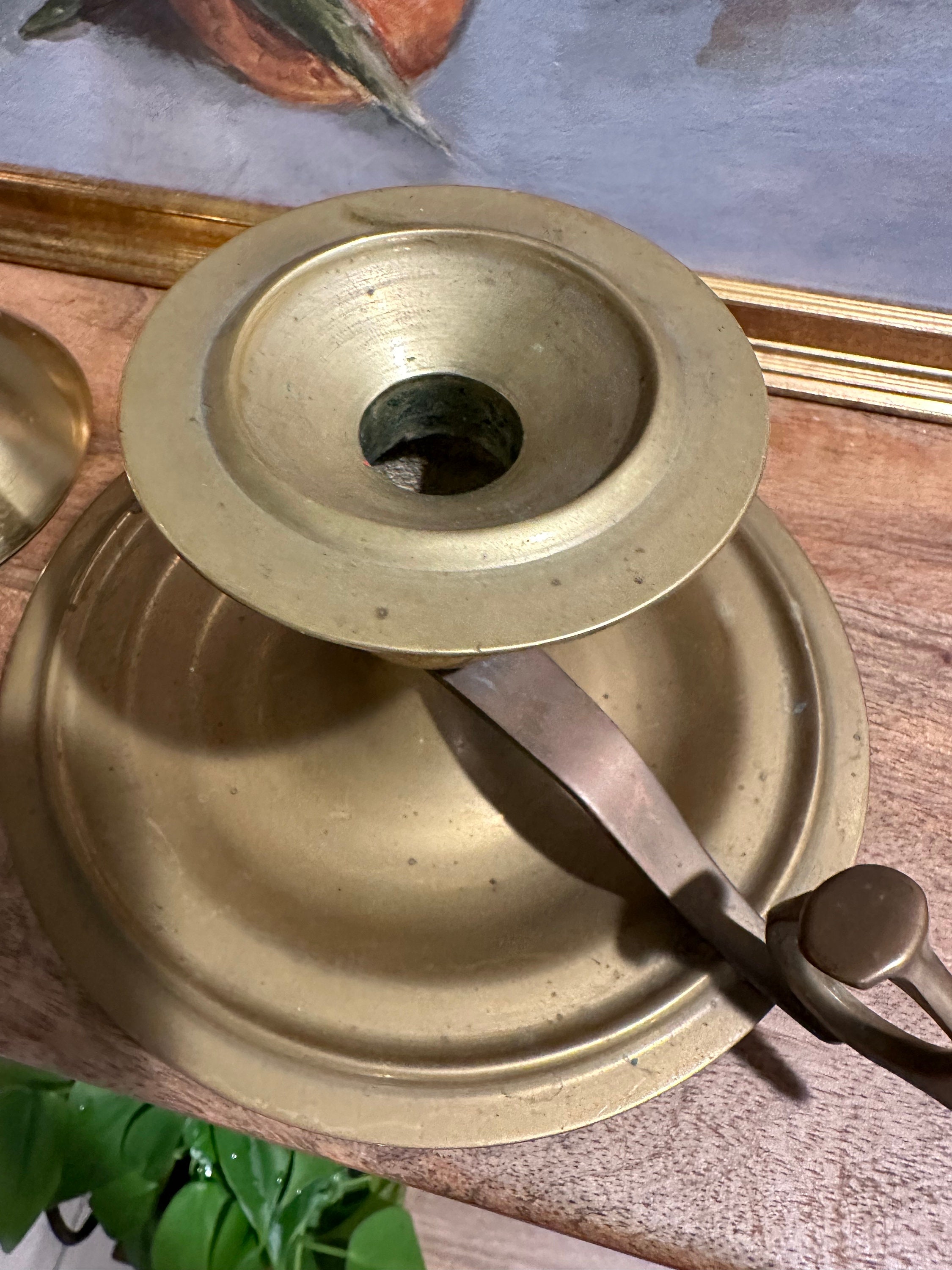 Vintage Brass Chamber Candlestick Holder With Handle Rustic ...