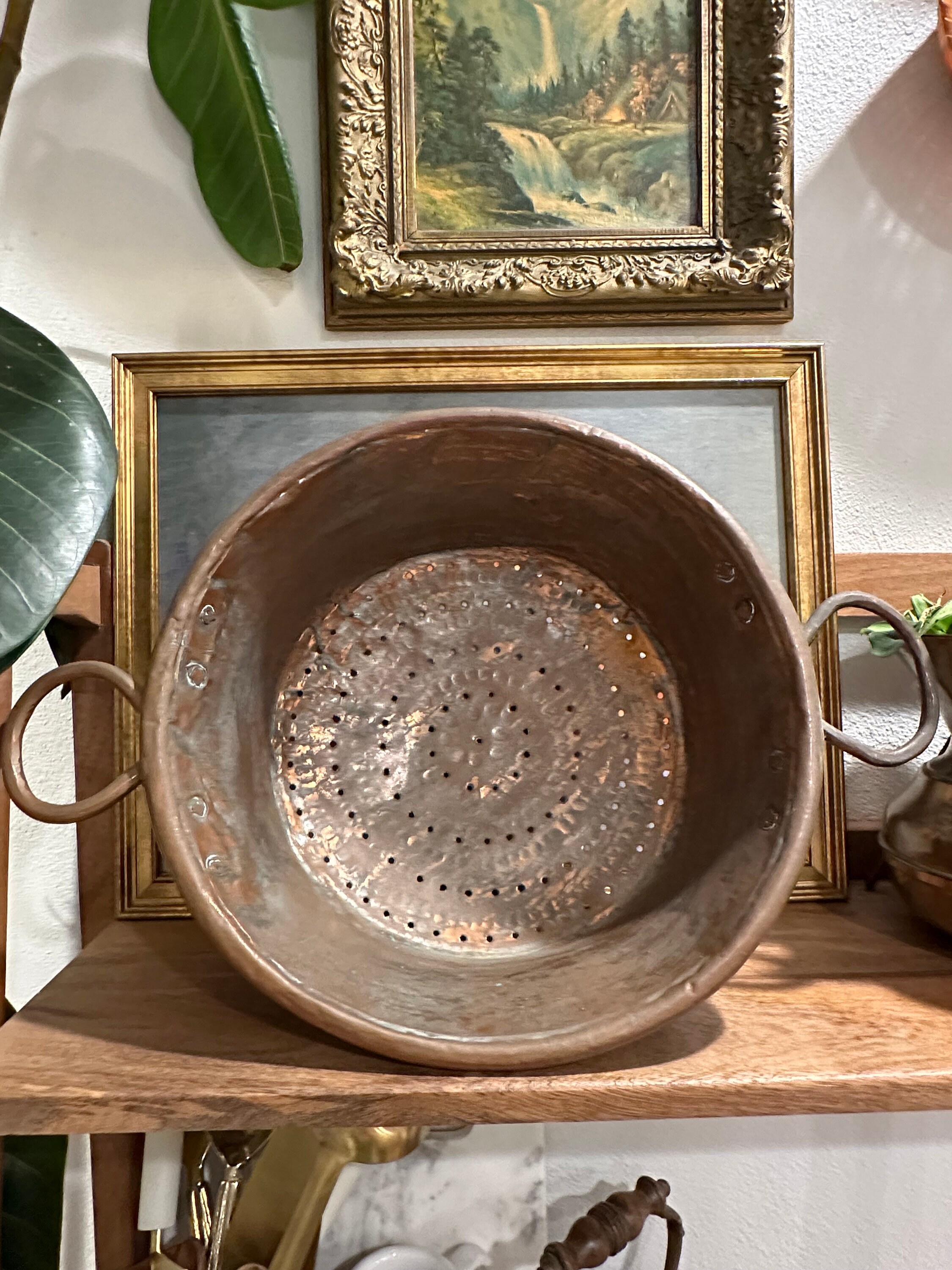 Vintage Primitive Handmade Hand Forged Copper Strainer Sieve Colander ...