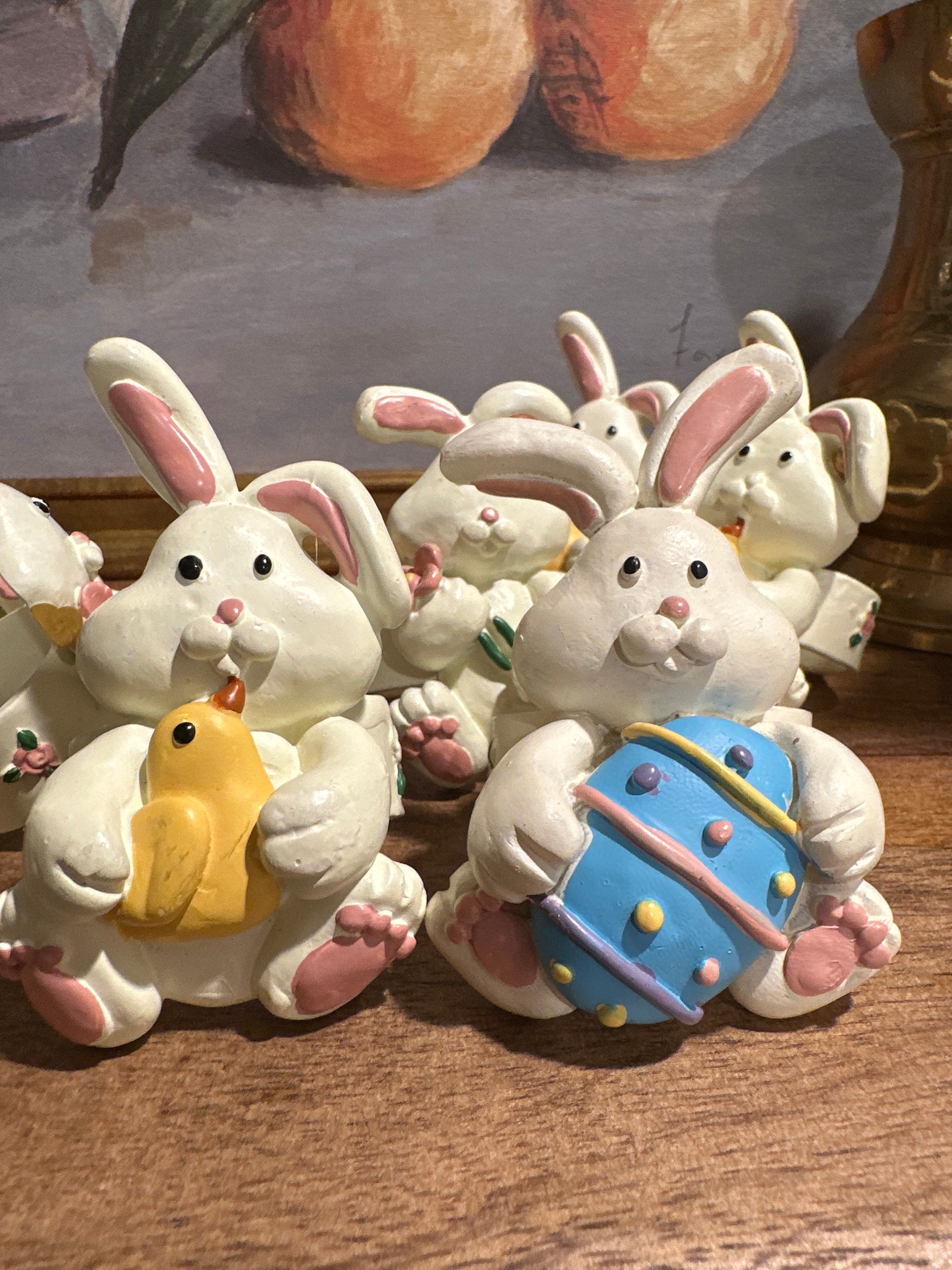 Vintage Easter Bunny Rabbit Resin Napkin Ring Holder Easter Egg Flowers ...