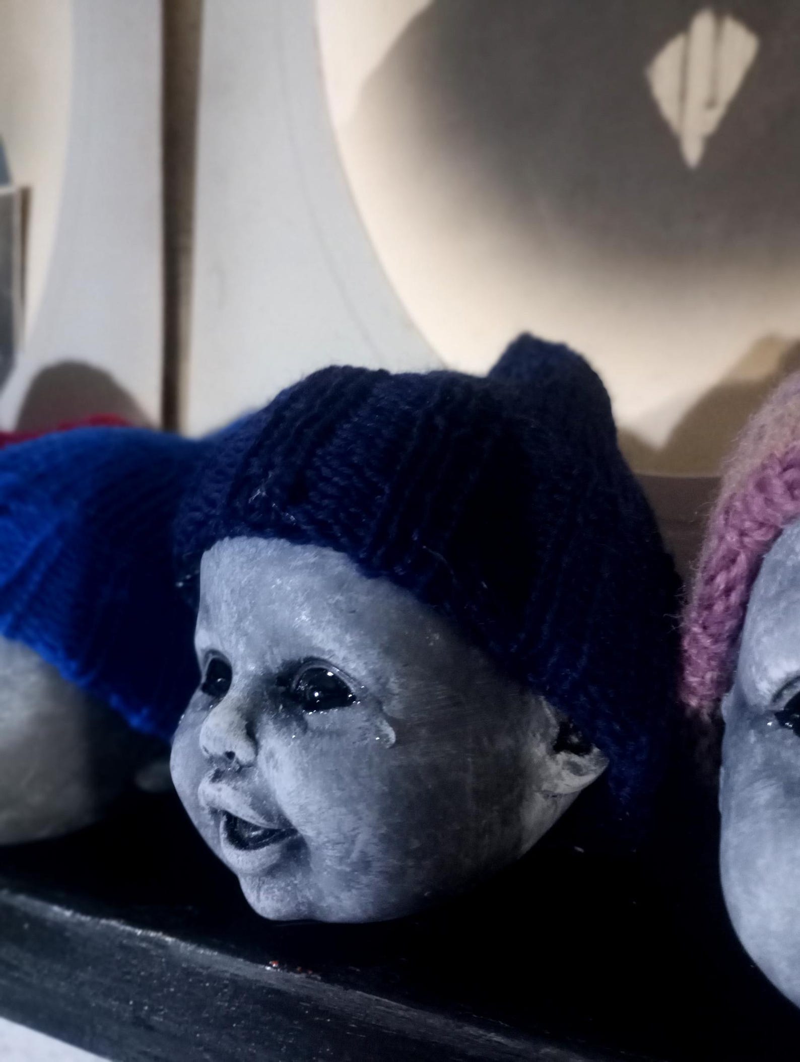 Doll Head Ornament "william" Creepy Doll Black Eyes Vintage Doll Head ...