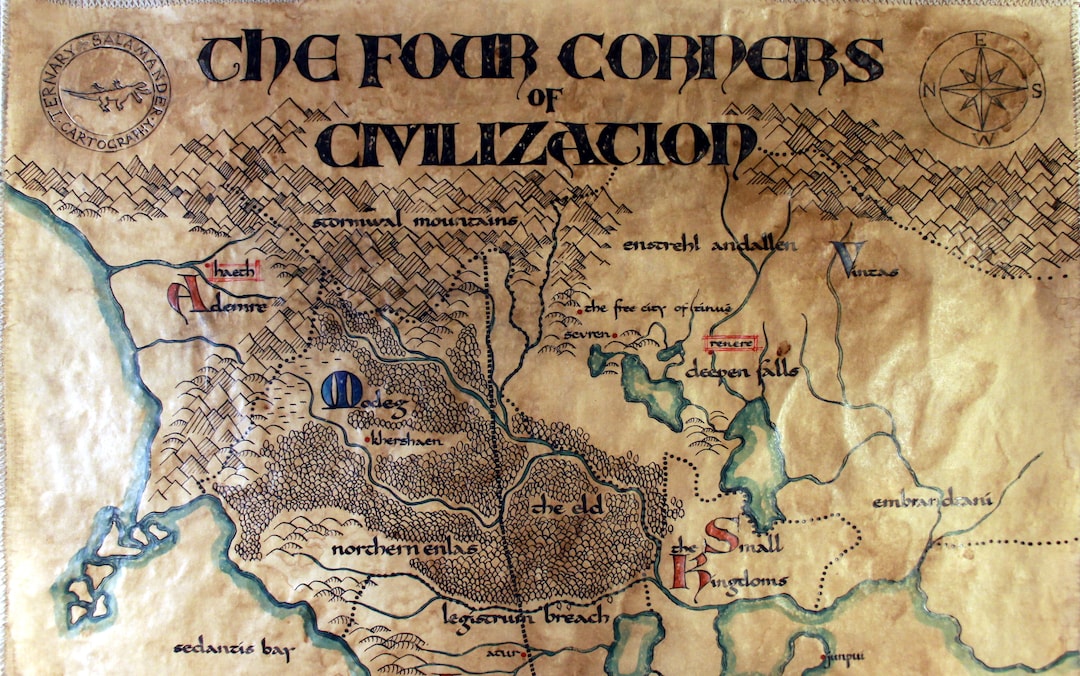 Medium TEMERANT the Name of the Wind Map Four Corners of - Etsy