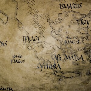 Ancient Greece ODYSSEY Map Odysseus Journey Map Ithaca Troy Ulisses ...