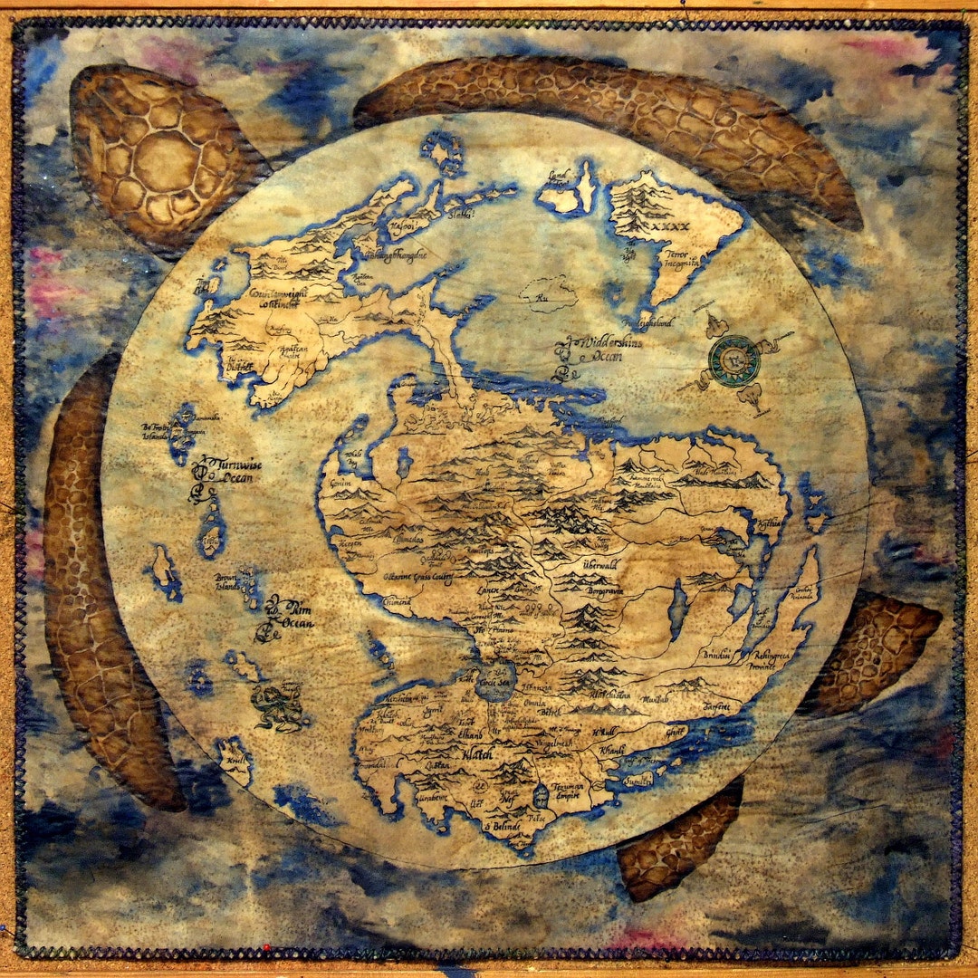 Handdrawn Disc Map. Imitates Parchment. Fully Handmade. - Etsy