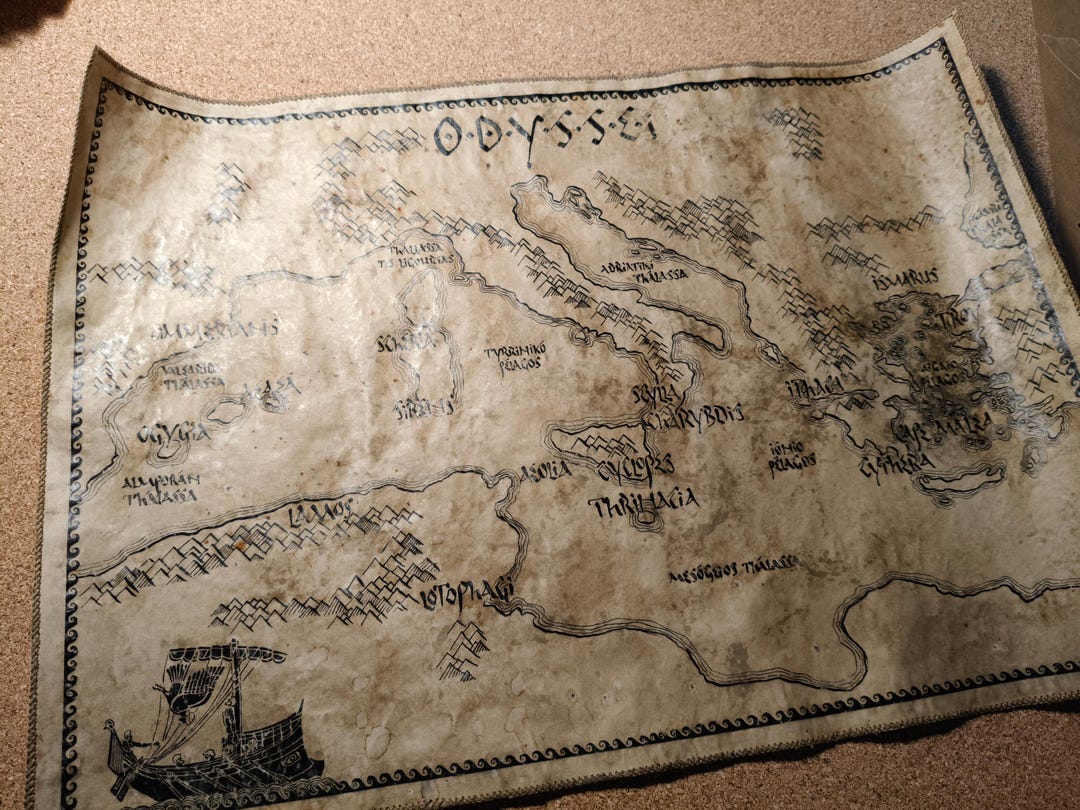 Ancient Greece ODYSSEY Map Odysseus Journey Map Ithaca Troy Ulisses ...
