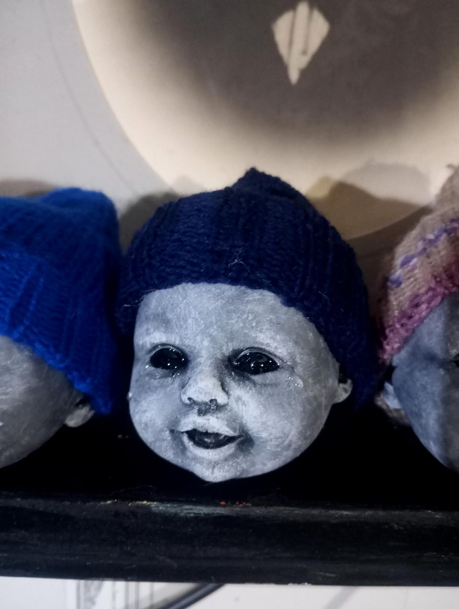 Doll Head Ornament "william" Creepy Doll Black Eyes Vintage Doll Head ...