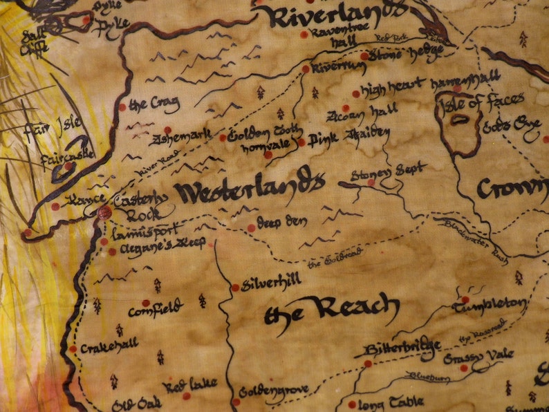 Big Handdrawn Lannister House Realistic Westeros Map. Game | Etsy