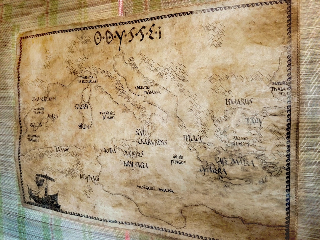 Ancient Greece ODYSSEY Map Odysseus Journey Map Ithaca Troy Ulisses ...