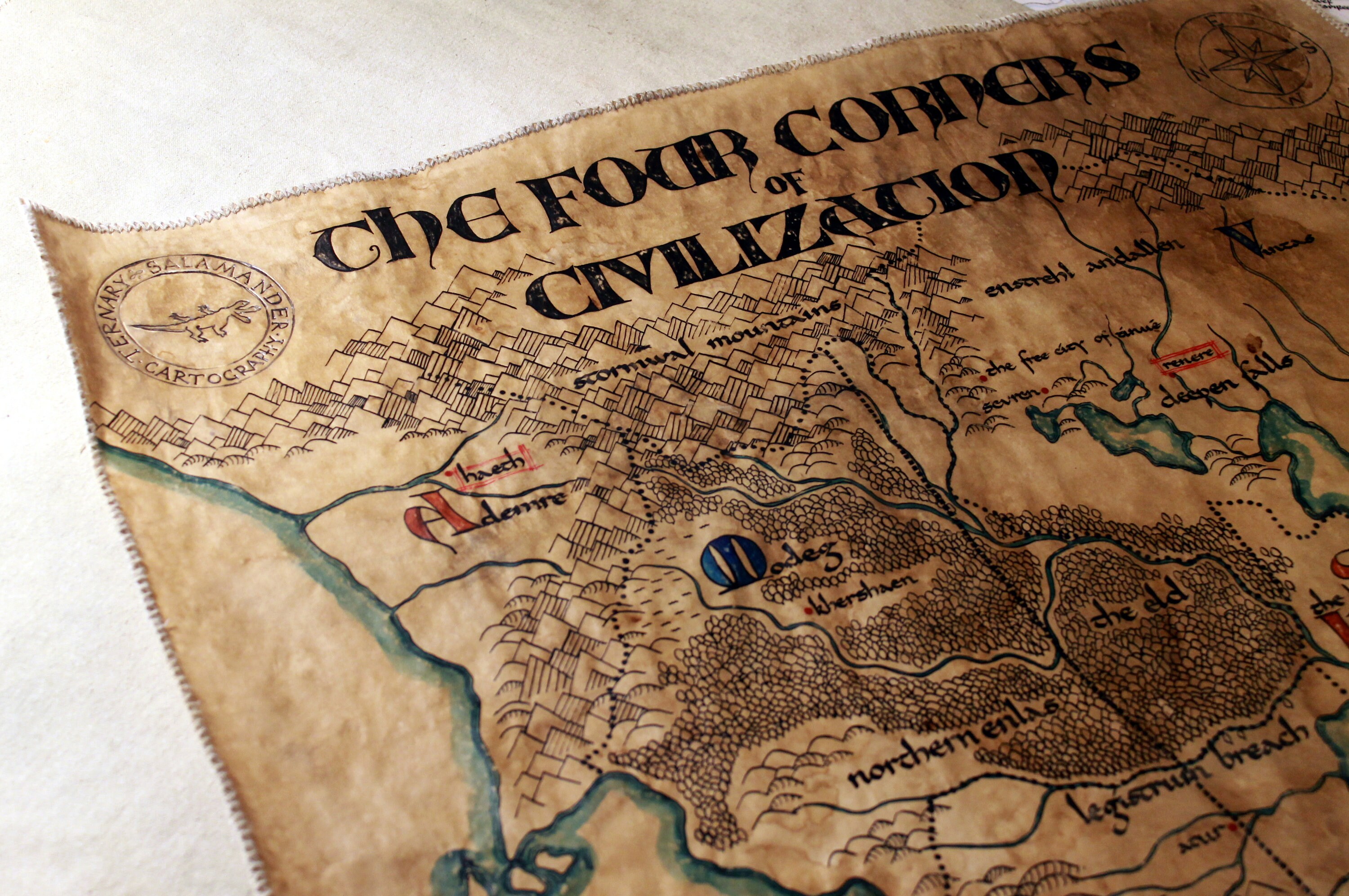 Huge TEMERANT the Name of the Wind Map Four Corners of - Etsy UK