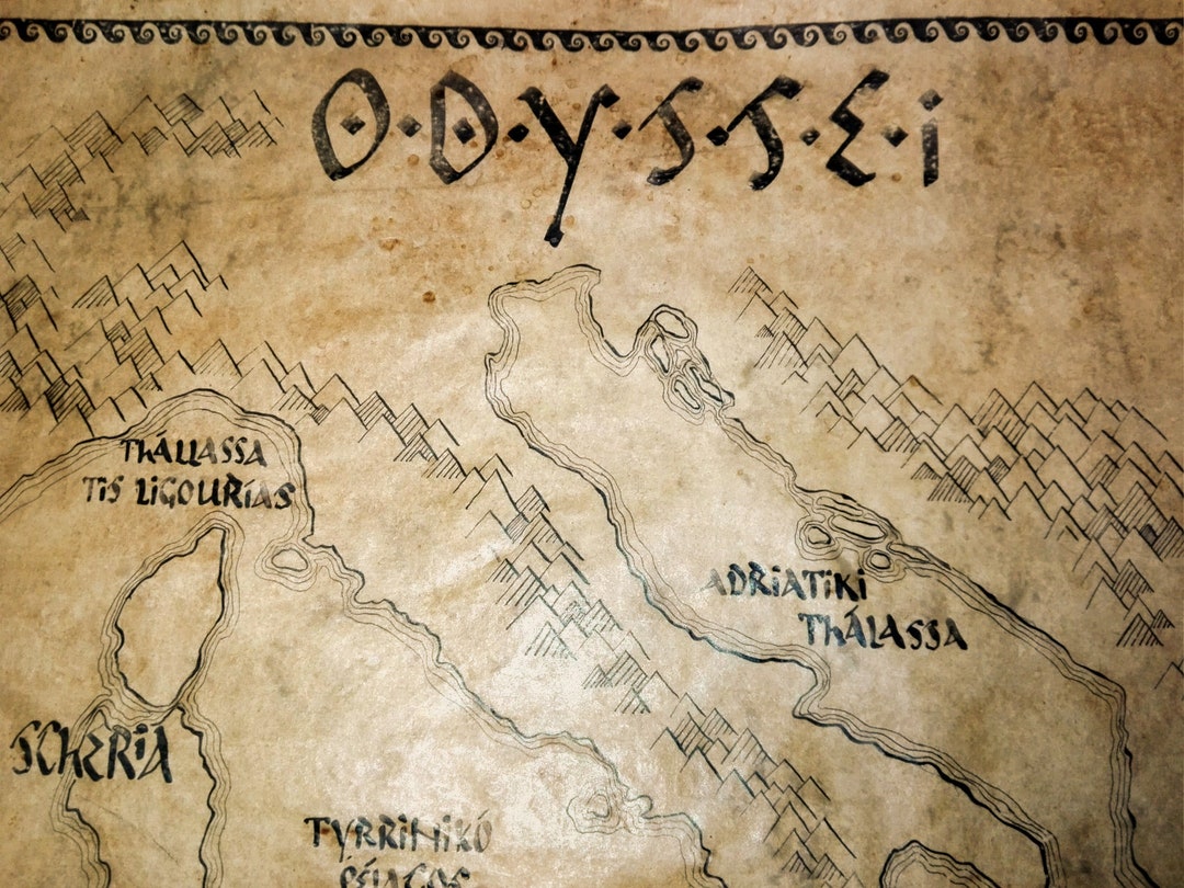 Ancient Greece ODYSSEY Map BIG Odysseus Journey Map Ithaca - Etsy