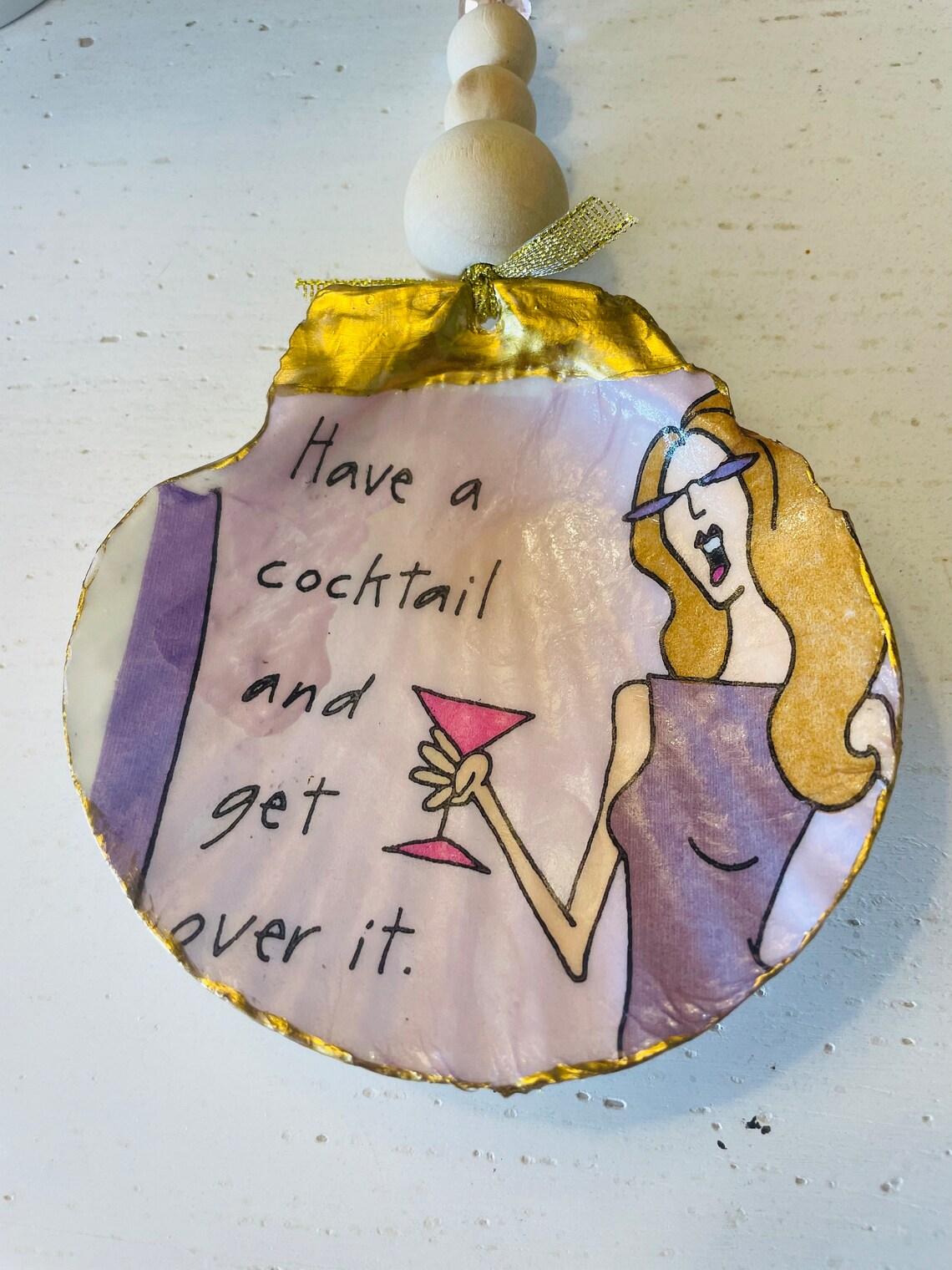 Funny Handmade Scallop Decoupage Shell Ornament/wine Bottle Charm - Etsy