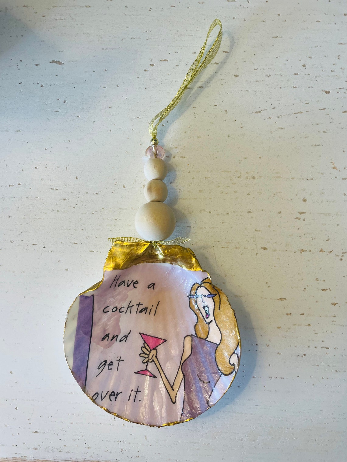 Funny Handmade Scallop Decoupage Shell Ornament/wine Bottle Charm - Etsy