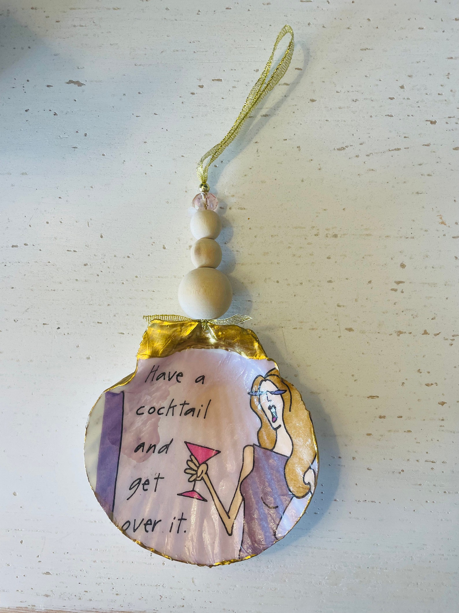 Funny Handmade Scallop Decoupage Shell Ornament/wine Bottle Charm - Etsy