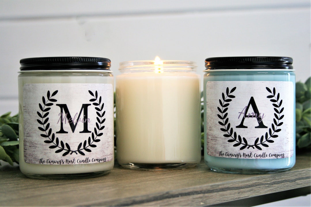 Monogram Candle, Soy Jar Candle, Valentines Day Gift for Newlyweds ...