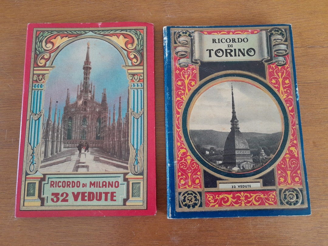 Turin and Milan, 2 Old Bellows Panorama Albums of 32 Views of the ...