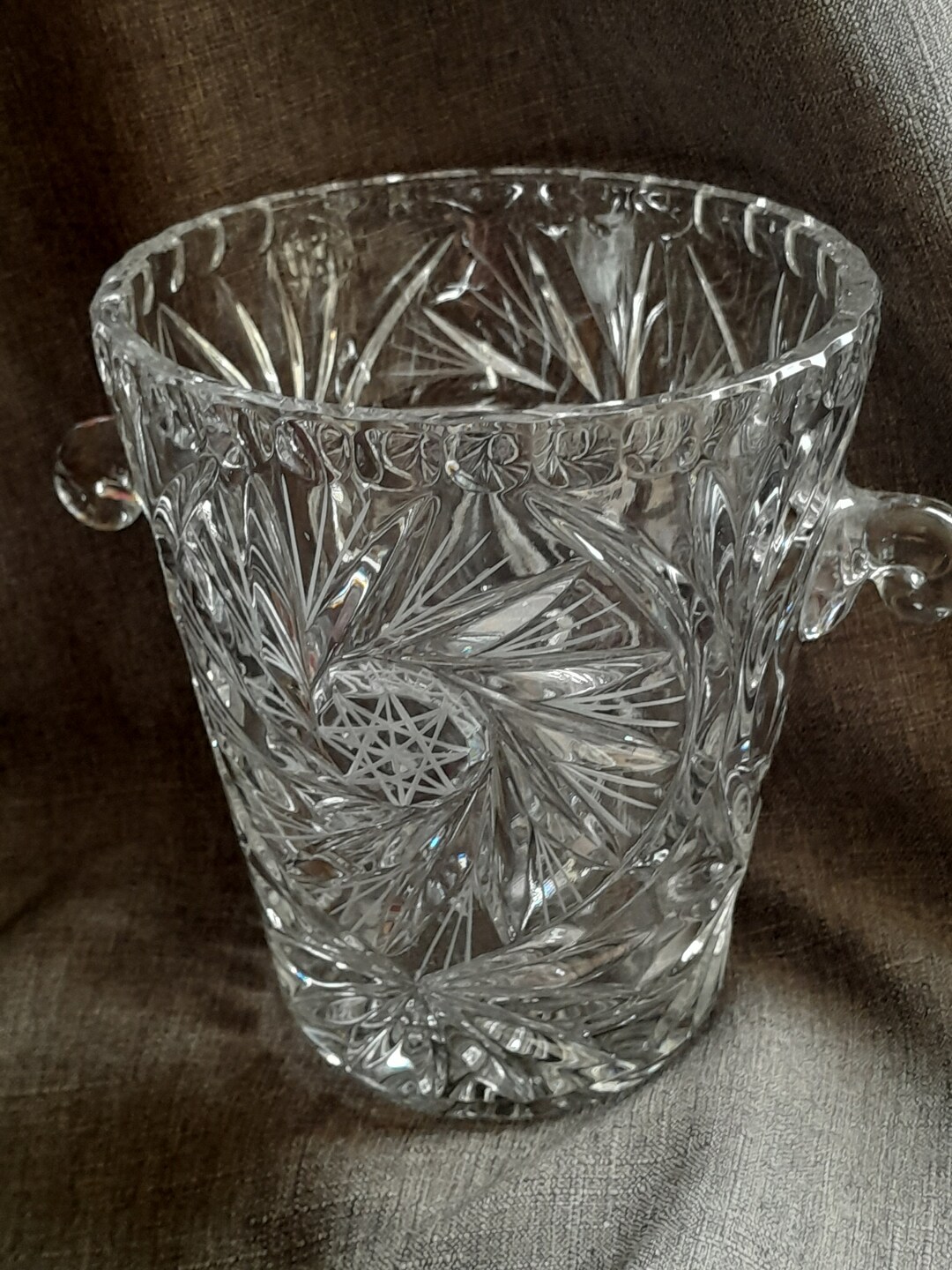 Boho Cut Crystal Ice Bucket, Ice Cube Bucket, Bottle Cooler, Party ...