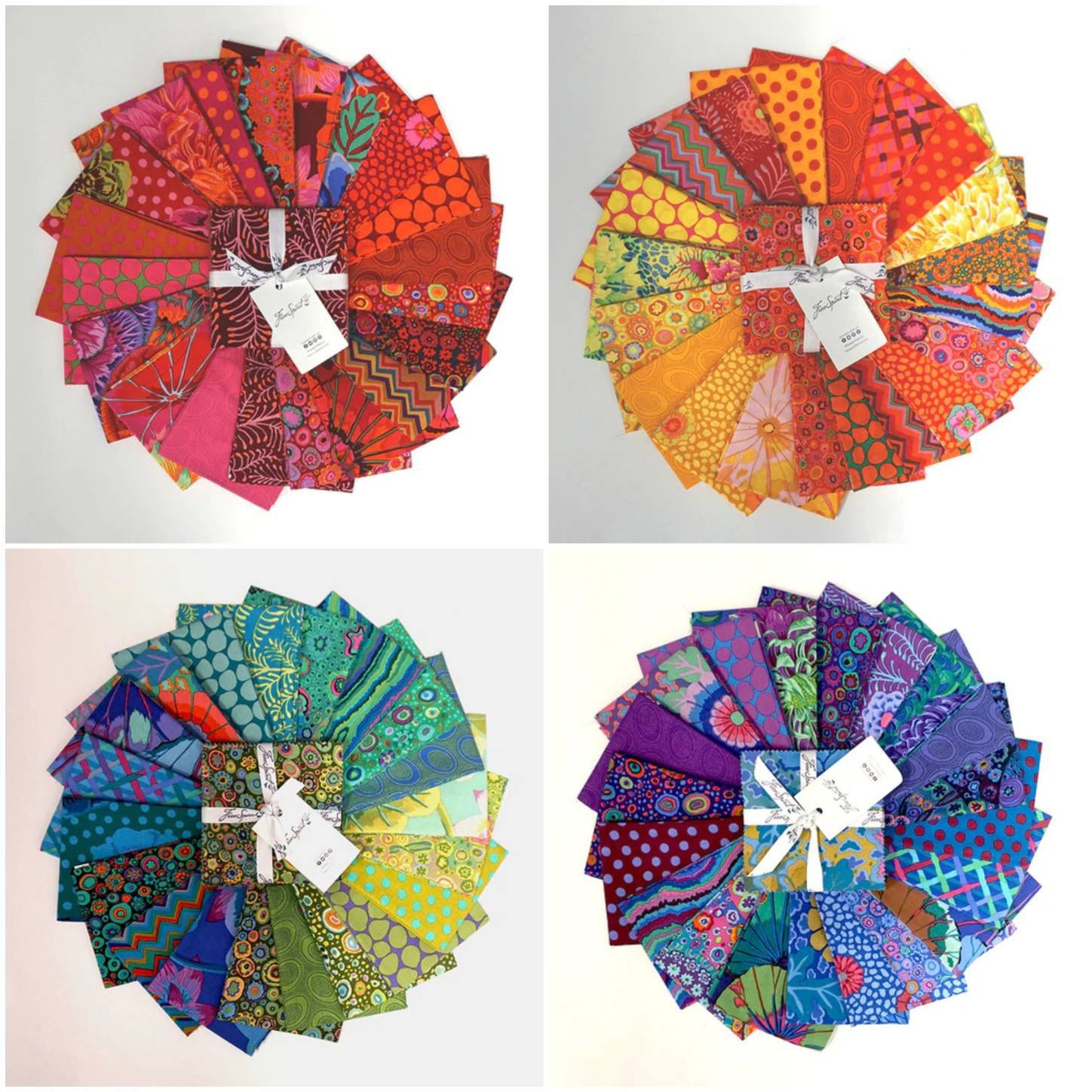 5 CHARM PACK: 42 fabric pieces from Kaffe Fassett Collective Classics in Lipstick, Citrus ...