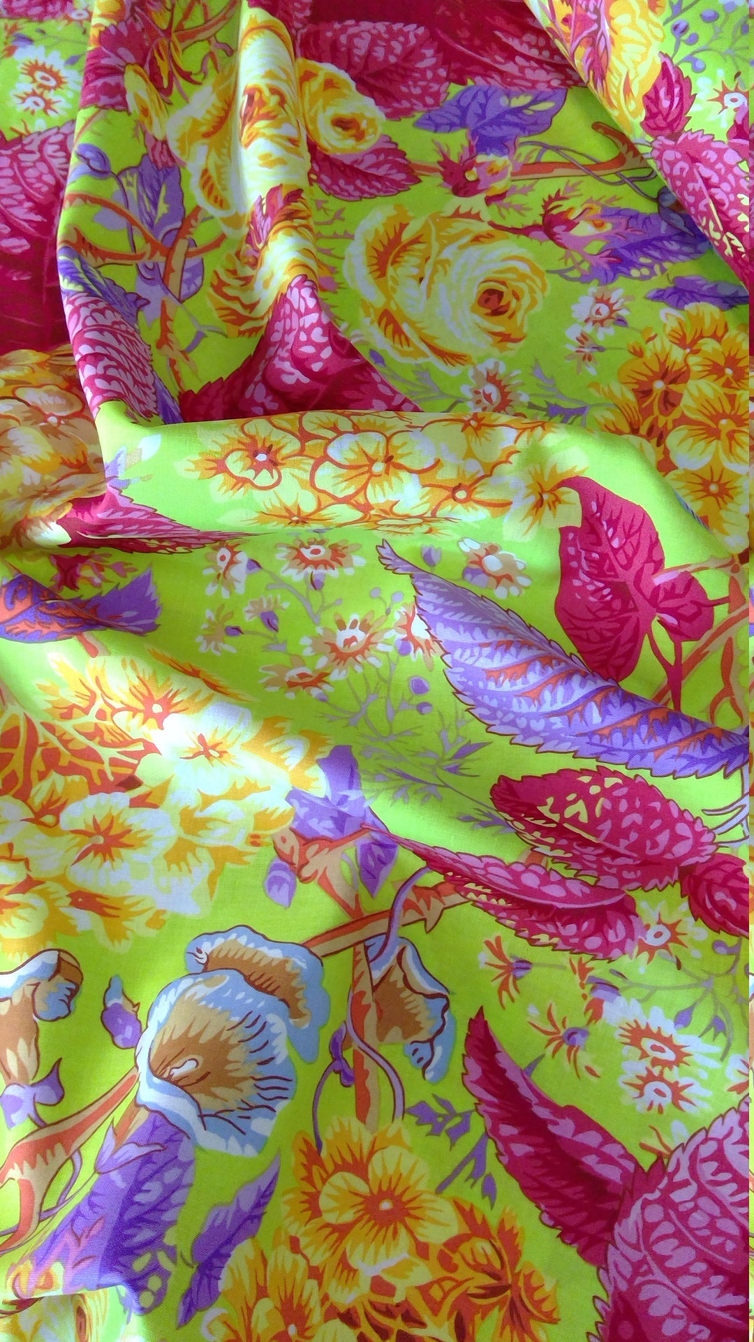 FABRIC: Rose and Hydrangea CITRUS by Philip Jacobs for the Kaffe Fassett Collective - Etsy