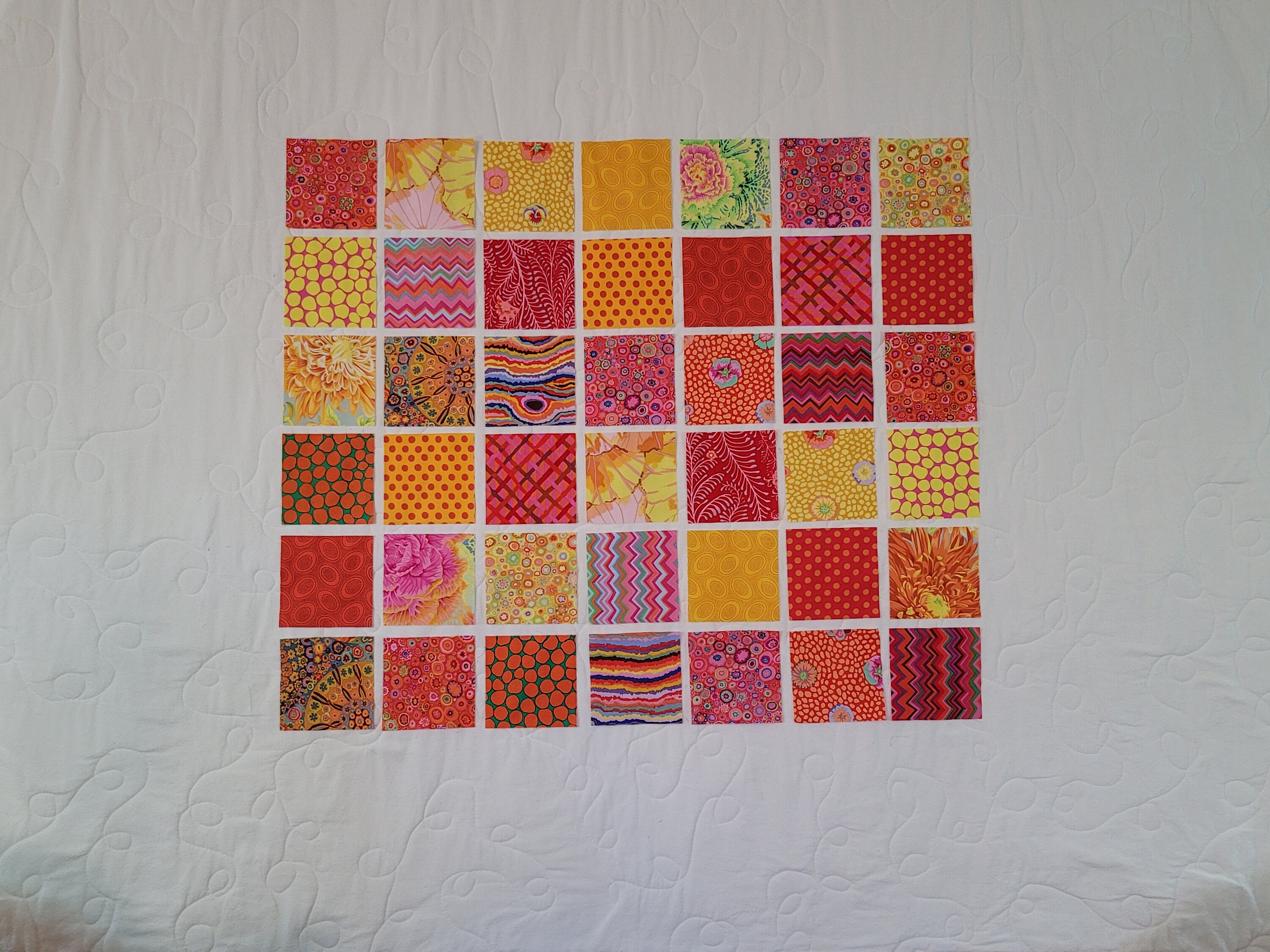 5 CHARM PACK: 42 fabric pieces from Kaffe Fassett Collective Classics in Lipstick, Citrus ...