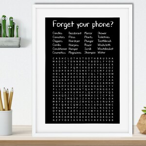 Forget Your Phone Word Search, Funny Bathroom Decoration, Wordsearch ...