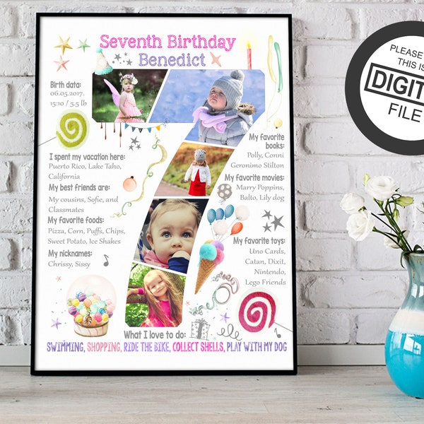 7th Birthday Photo Collage - Etsy