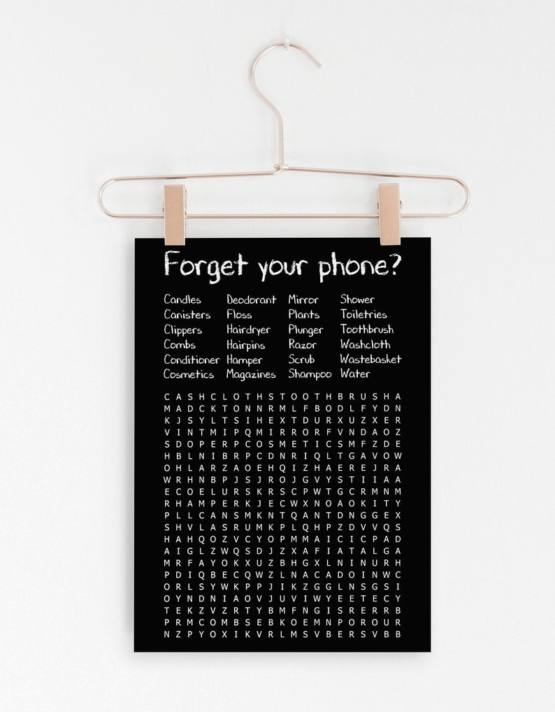 Forget Your Phone Word Search, Funny Bathroom Decoration, Wordsearch ...