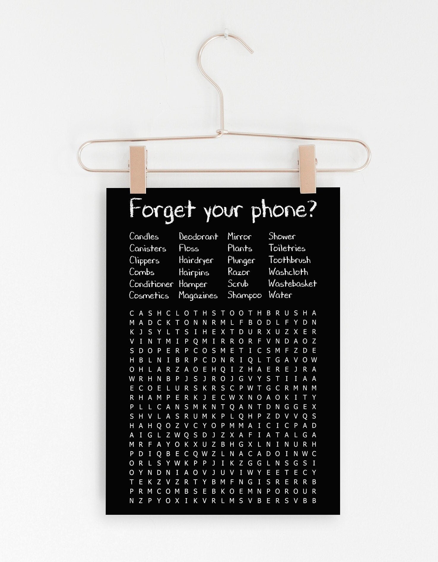 Forget Your Phone Word Search, Funny Bathroom Decoration, Wordsearch ...