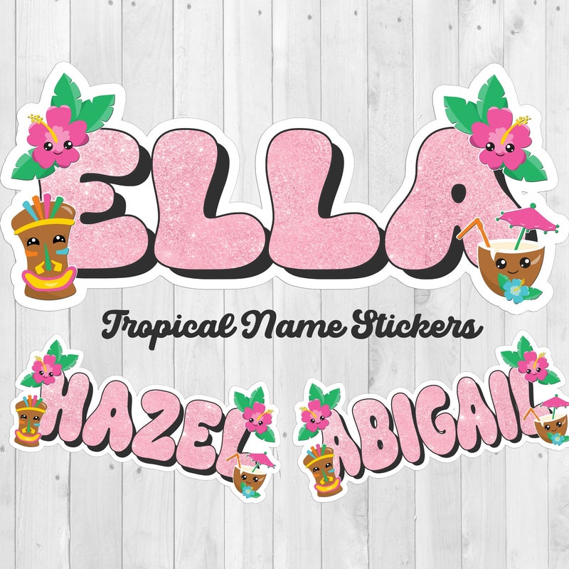 Tropical Name Tag - Etsy