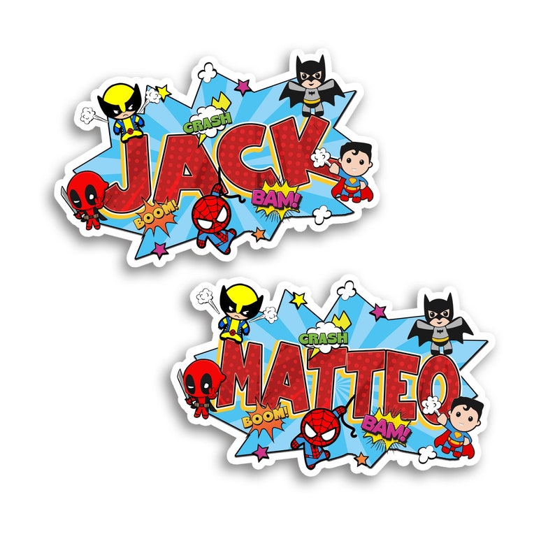 Superhero Name Sticker | Personalized Comic Water Bottle Sticker - Etsy