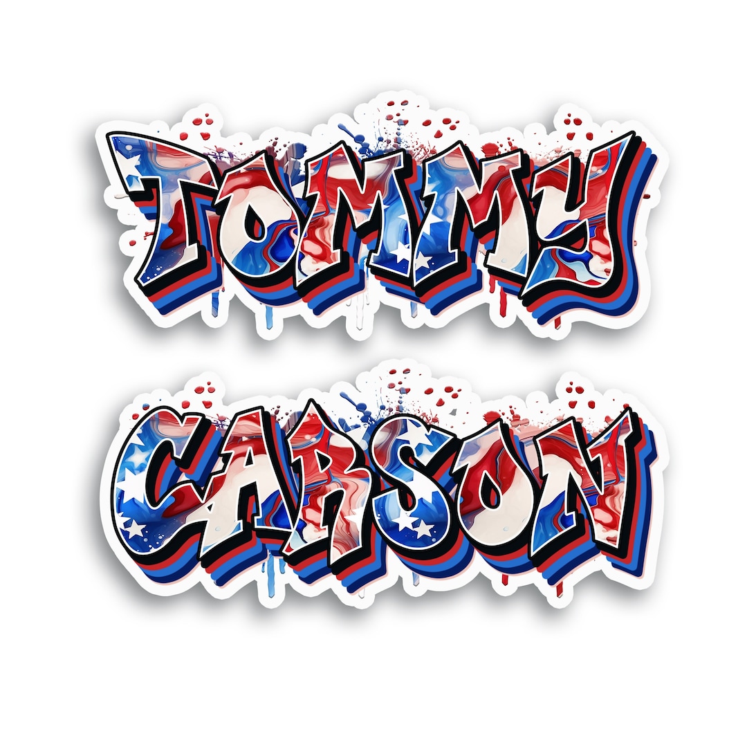 Patriotic Name Sticker - Personalized Red White and Blue Decal ...