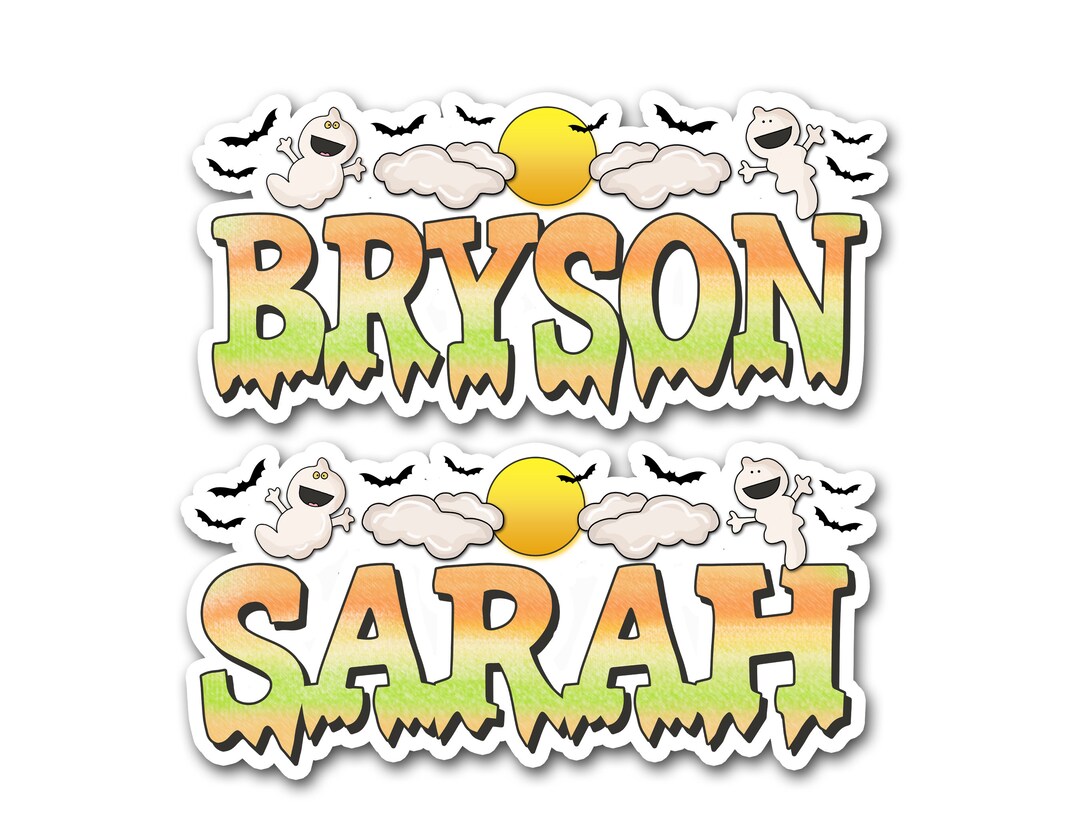 Ghost & Ghoul Name Sticker, Spooky Decal, Waterproof Halloween Gift - Etsy