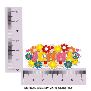 Flower Child Custom Name Sticker, Retro Custom Sticker, Hippie ...