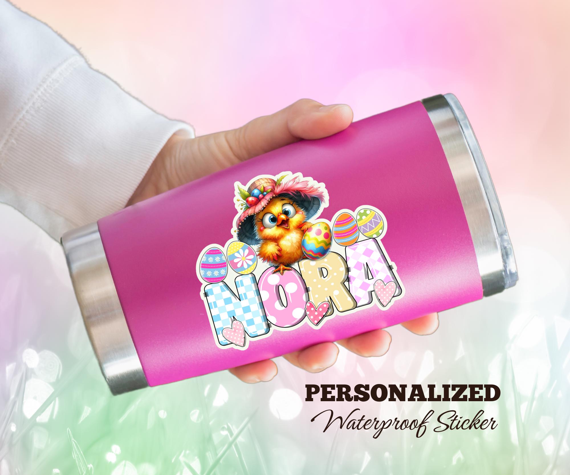 Easter Chick Name Sticker, Waterproof Personalized Decal - Etsy