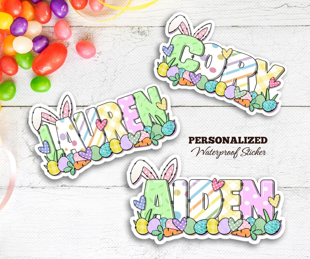 Personalized Easter Name Sticker for Kids | Custom Vinyl Decal Gift - Etsy